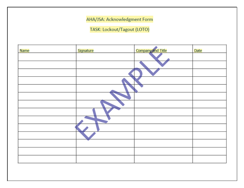 AHA/JSA - Lock Out Tag Out (LOTO) – Yellowknife Safety